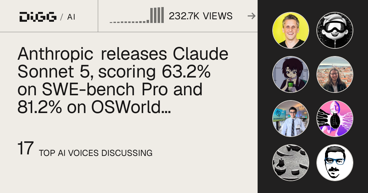 Anthropic releases Claude Sonnet 5, scoring 63.2% on SWE-bench Pro and ...